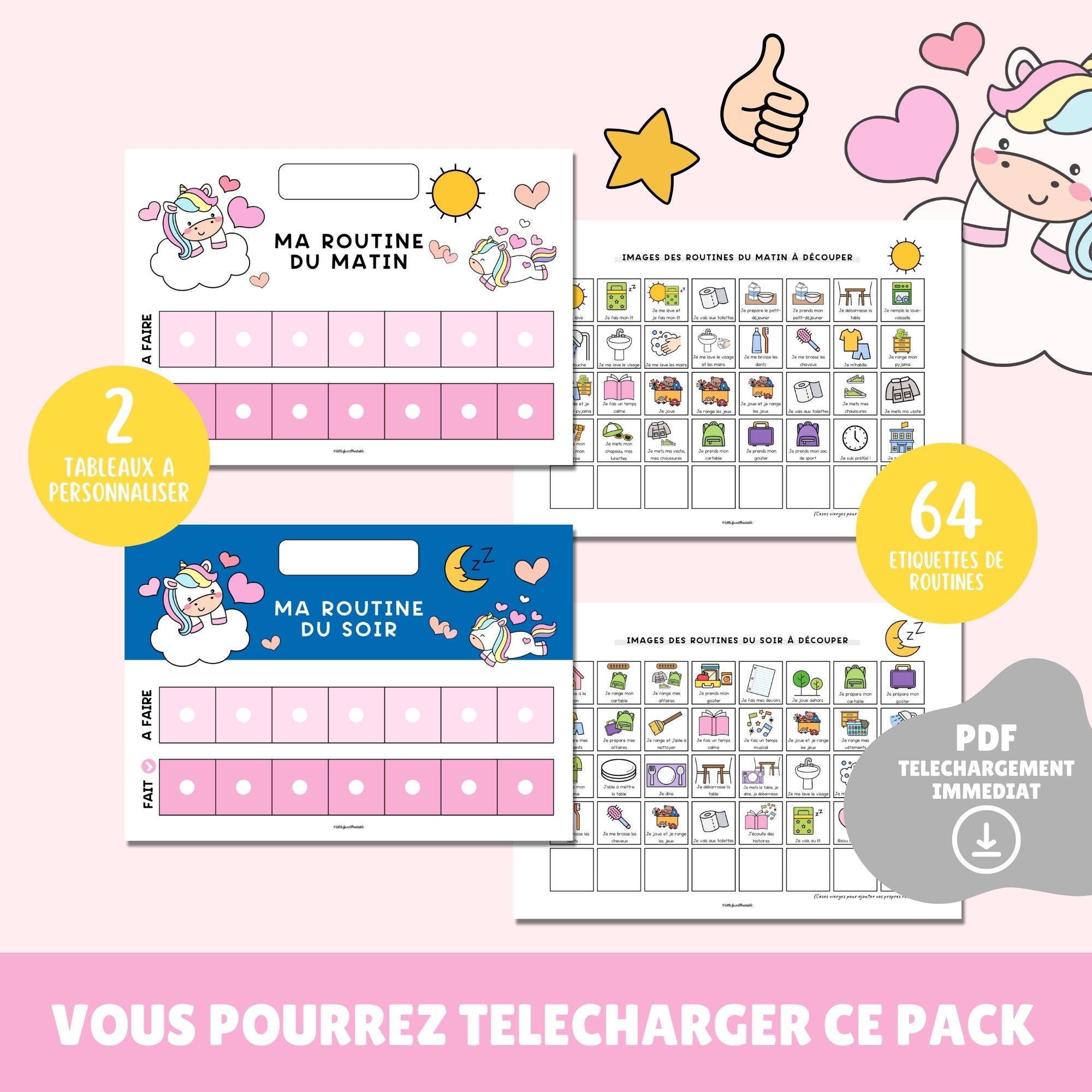 Morning and Bedtime Routine Chart, Routine Chart for Kids, Daily ...