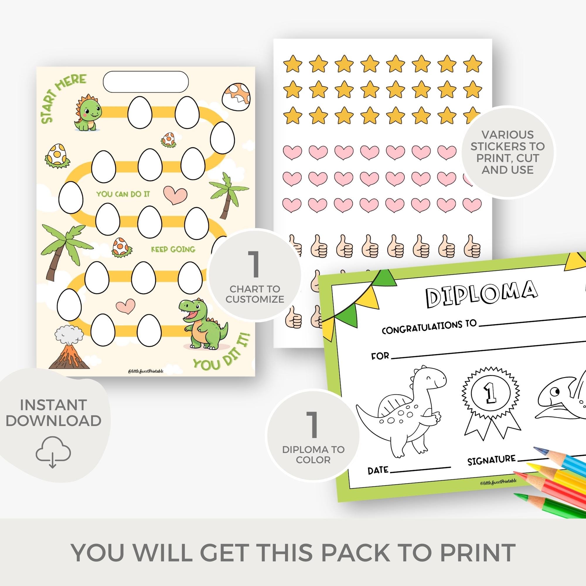 Behavior Chart Printable, Sticker Chart Printable, Reward Chart for ...