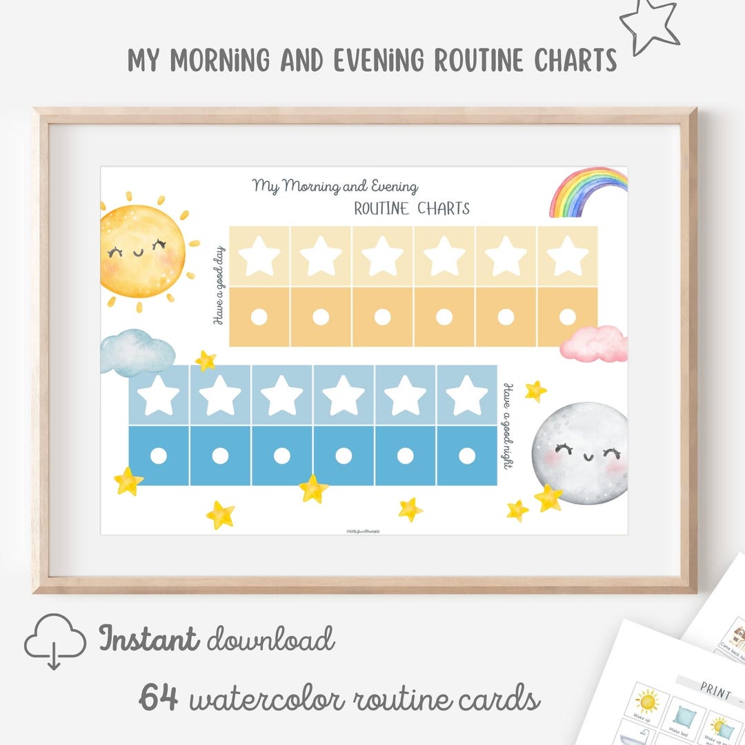 Kid Routine Chart, Morning and Evening Routine Chart, Responsibility ...