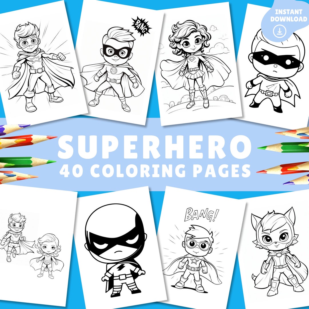Superhero Coloring Pages, Coloring Pages for Kids, Cute Easy Coloring ...