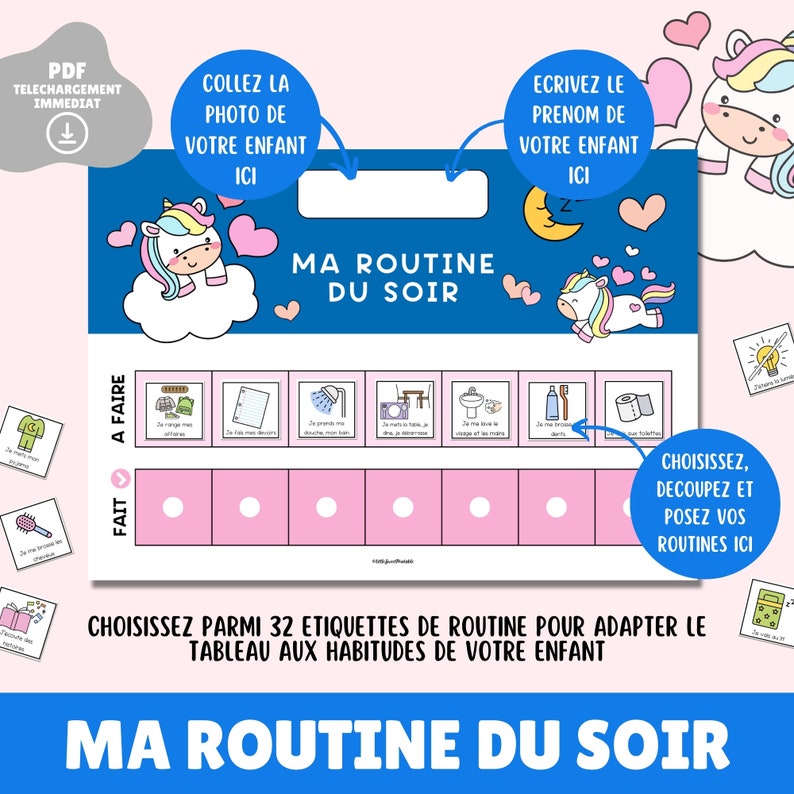 Bedtime Routine Chart, Visual Schedule for Kids, Toddler Routine ...