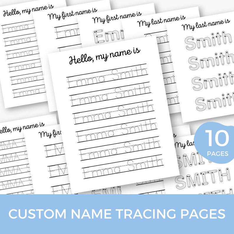 Custom Name Tracing Pages, Personalized Name Tracing Worksheets ...