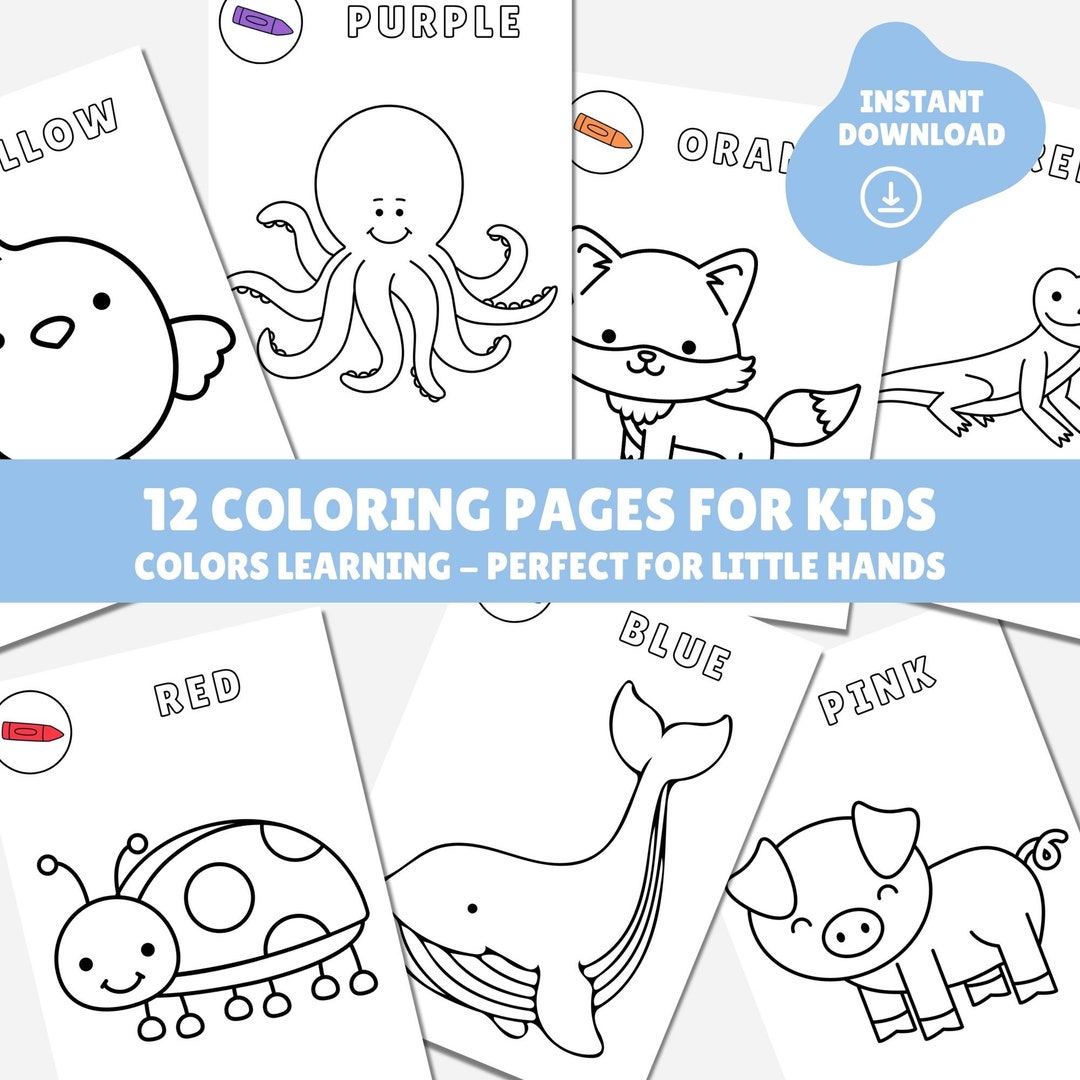 Easy Coloring Pages for Toddlers & Kids, Animals Cute Coloring Book ...