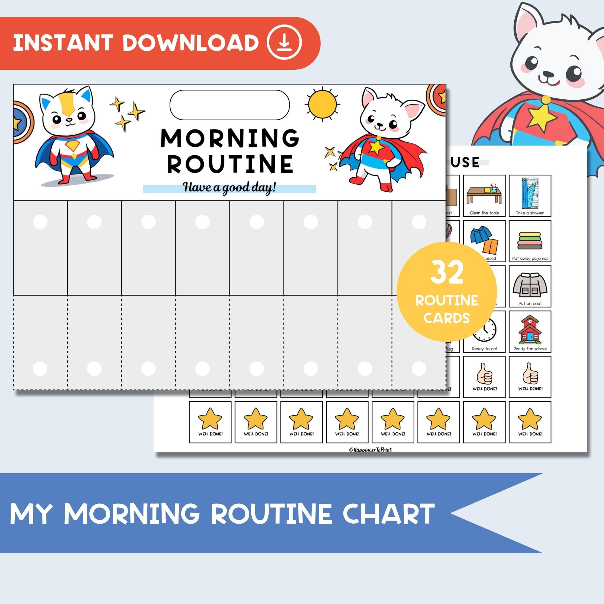 Morning Routine Printable for Kids Routine Chart for Toddlers Tracker ...