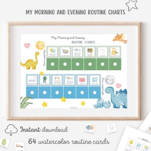 Morning and Bedtime Routine Chart, Routine Chart for Toddlers, Daily ...