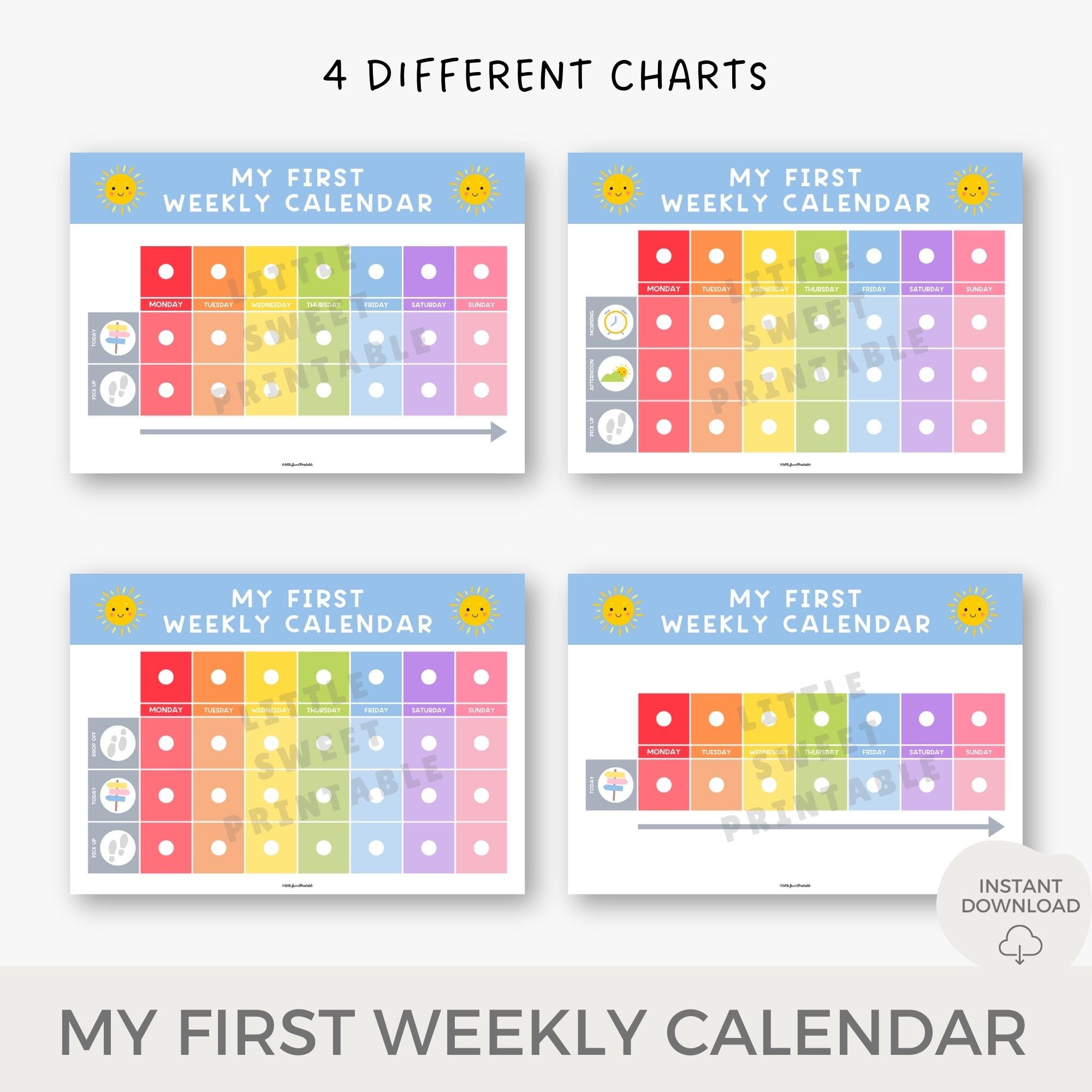 Weekly Visual Calendar, Toddler Visual Schedule, Daily Schedule, Weekly ...