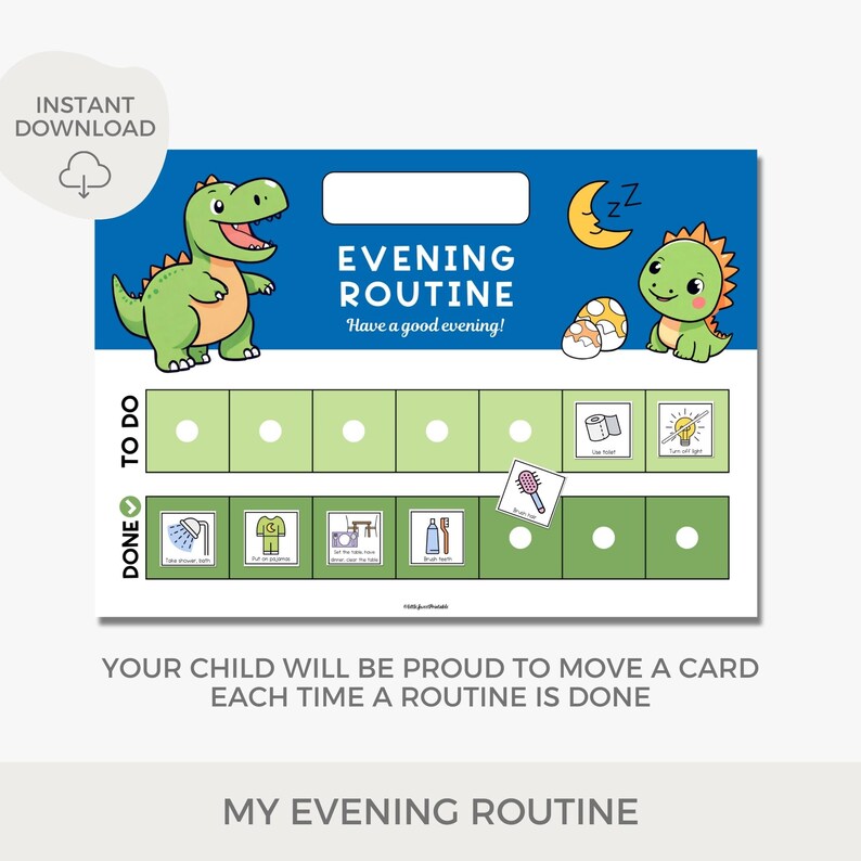 Bedtime Routine Chart, Visual Schedule for Kids, Toddler Routine ...