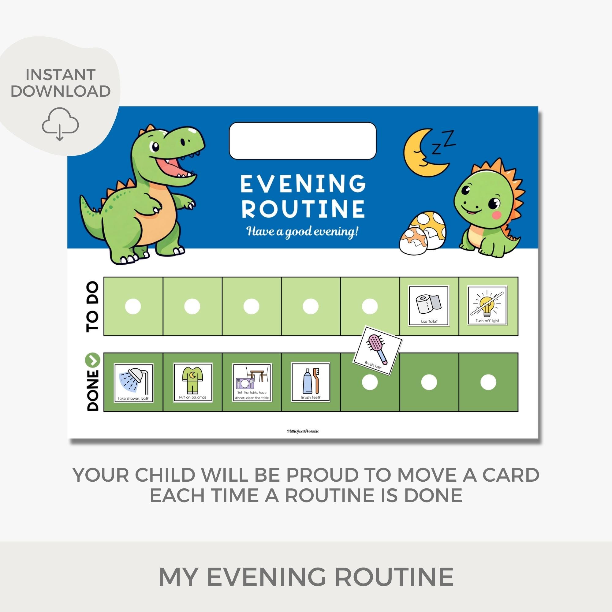 Bedtime Routine Chart, Visual Schedule for Kids, Toddler Routine ...