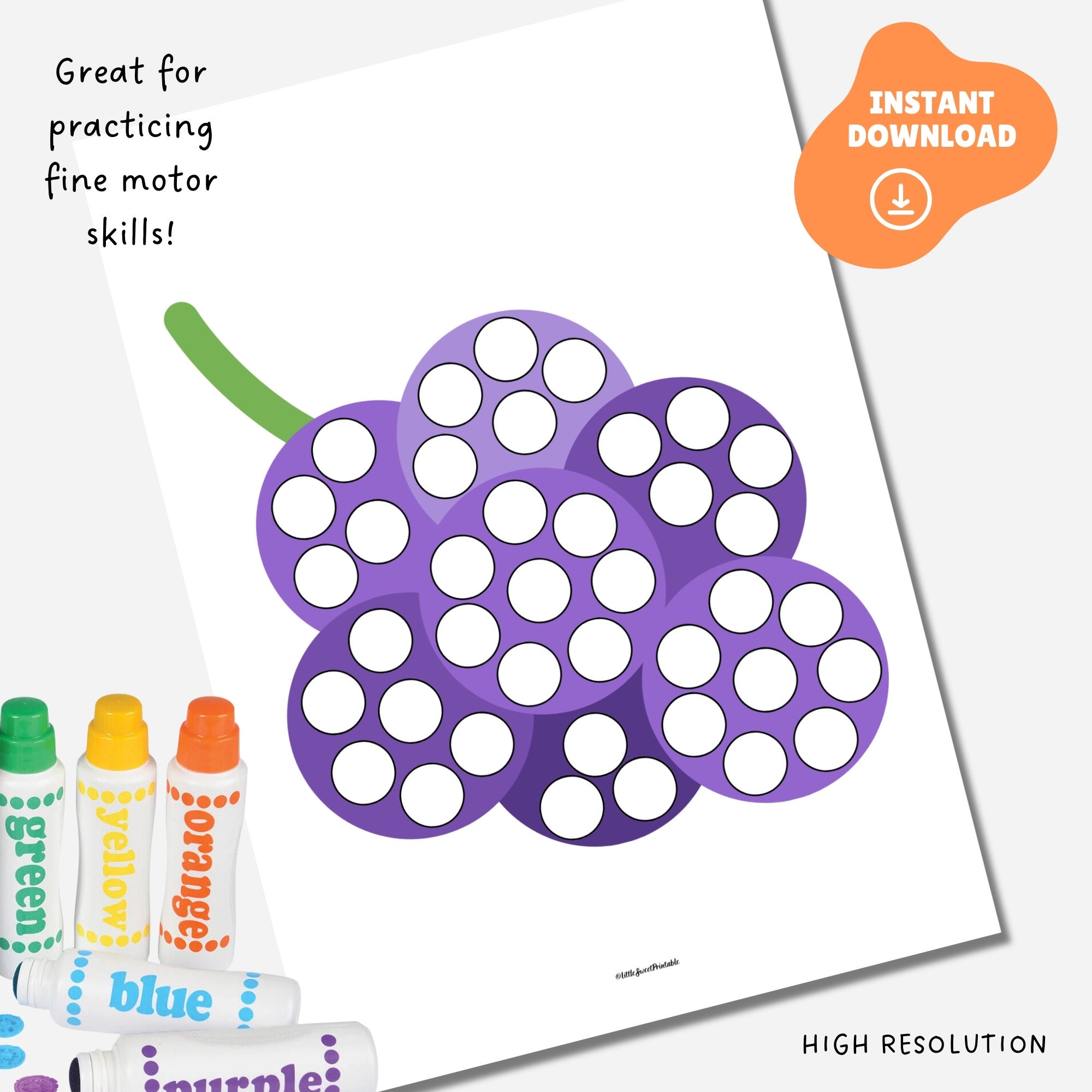 Do a Dot Printable, Fruits Vegetables Dot Marker Pages, Easy Kids ...