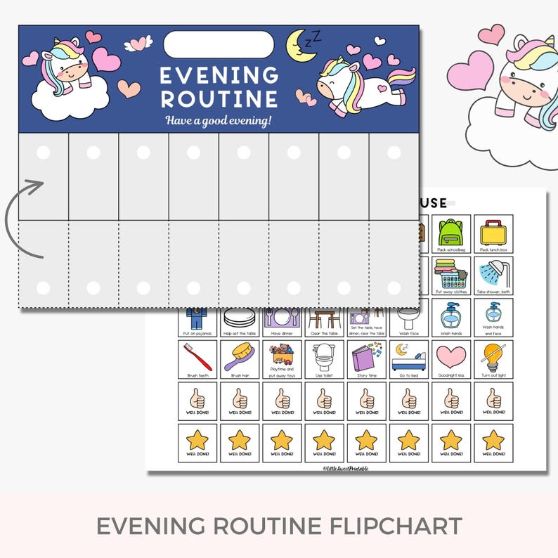 Bedtime Flip Chart, Routine Printable, Visual Schedule Kid & Toddler ...
