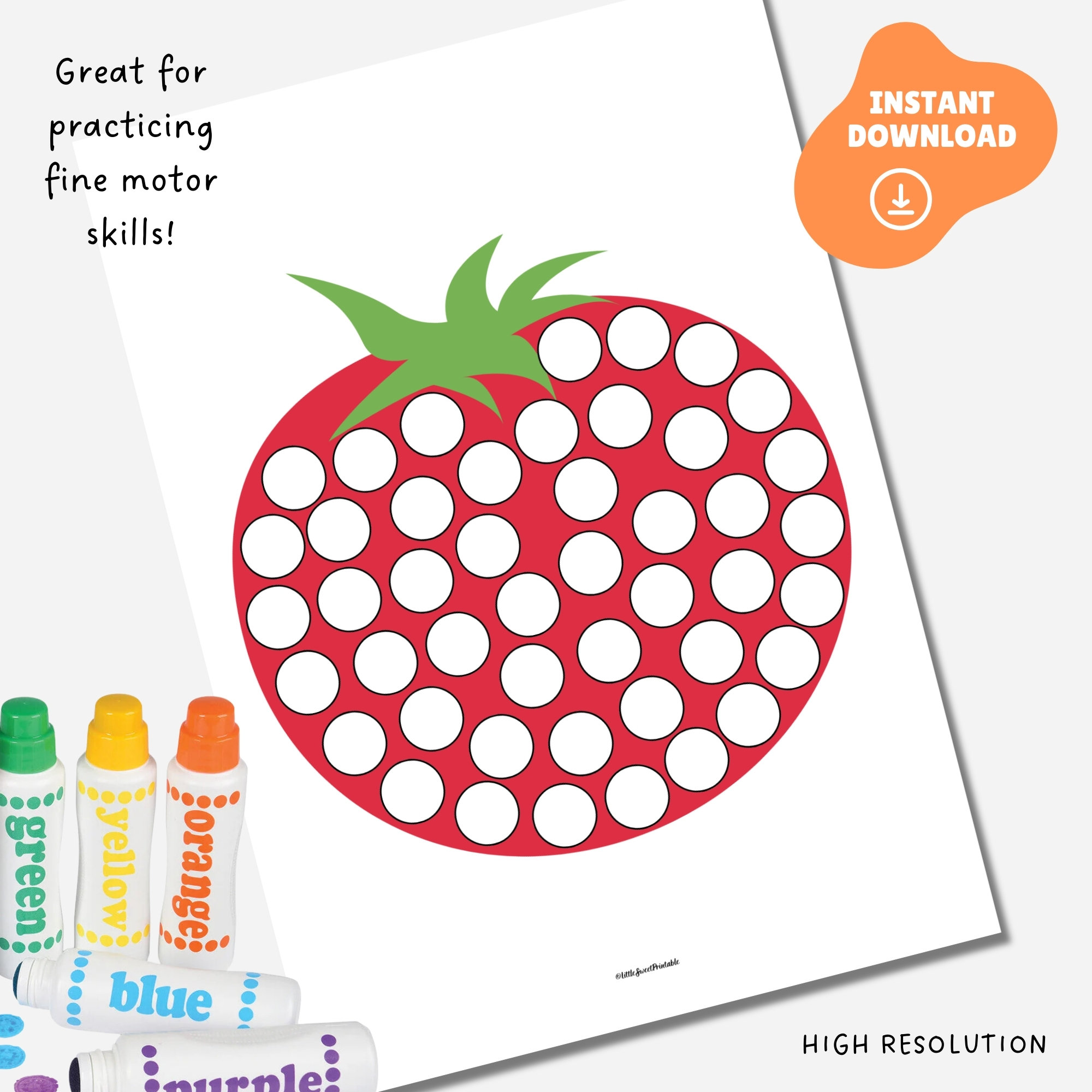 Do a Dot Printable, Fruits Vegetables Dot Marker Pages, Easy Kids ...