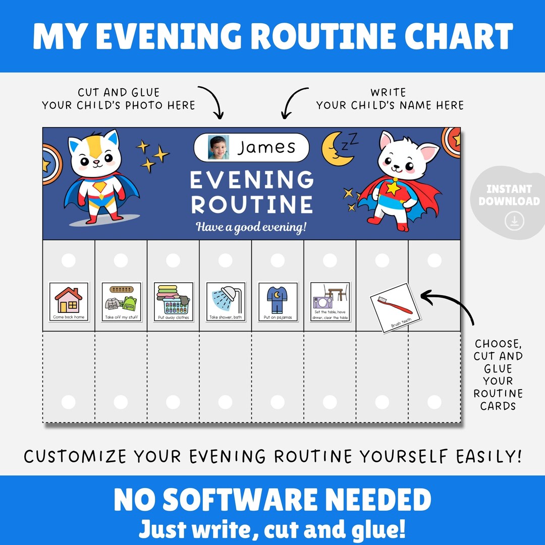 Bedtime Chart for Toddlers, Visual Schedule for Kids, Routine Flip ...