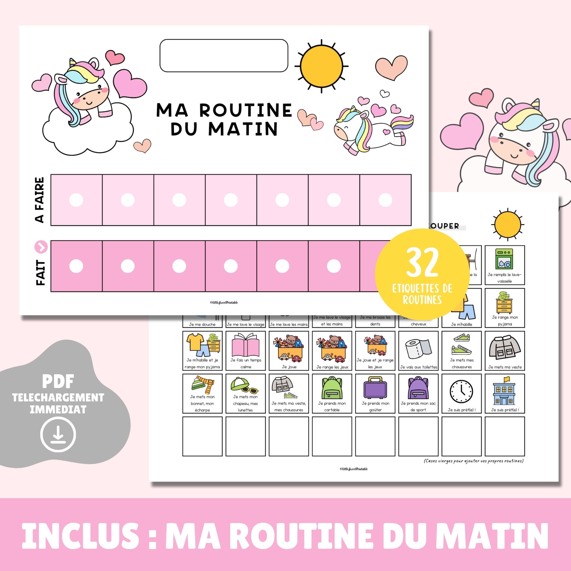 Morning and Bedtime Routine Chart, Routine Chart for Kids, Daily ...