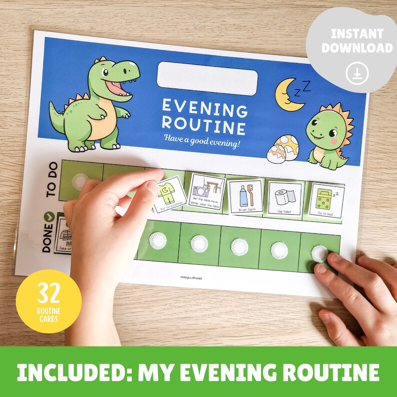 Morning and Bedtime Routine Chart, Routine Chart for Kids, Daily ...