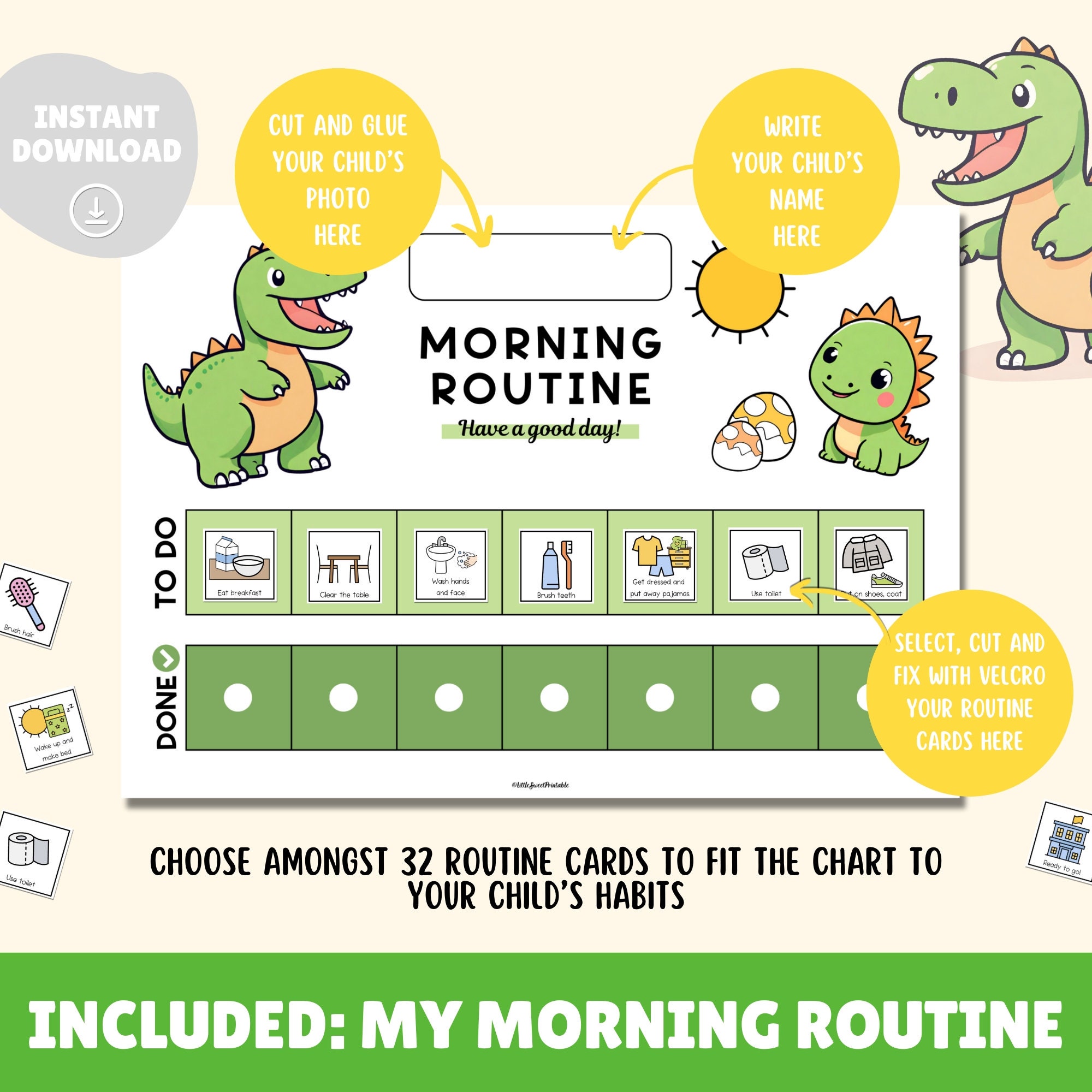 Morning and Bedtime Routine Chart, Routine Chart for Kids, Daily ...
