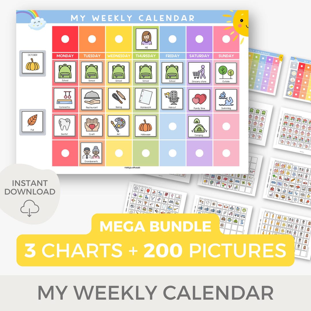 Weekly Visual Calendar, Weekly Schedule Kids, Visual Schedule, Daily ...