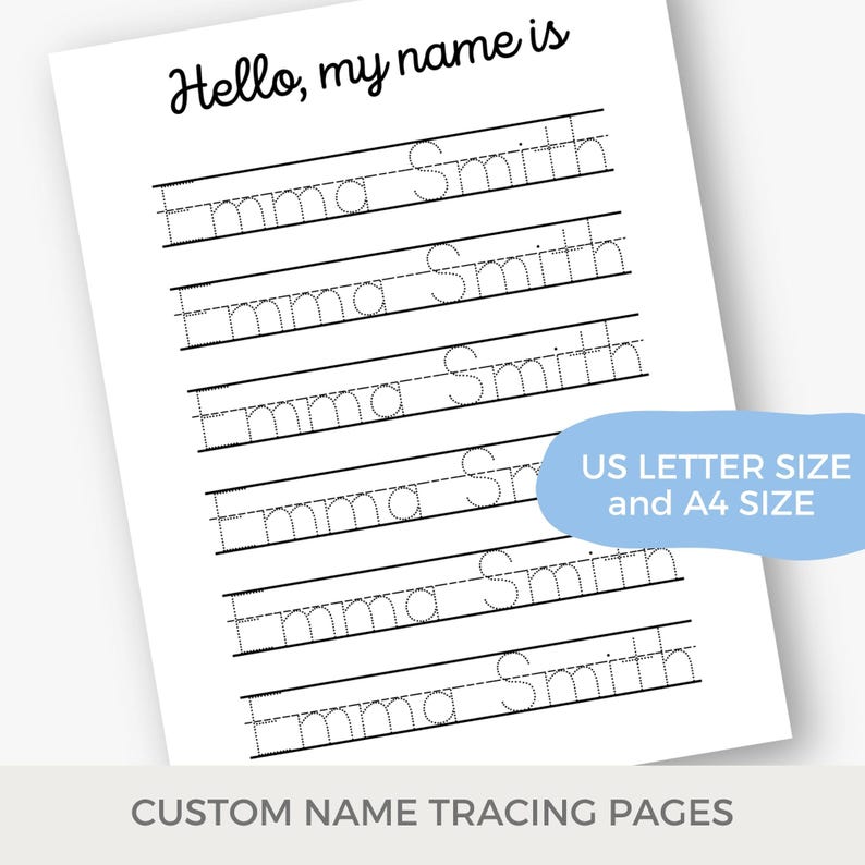 Custom Name Tracing Pages, Personalized Name Tracing Worksheets ...