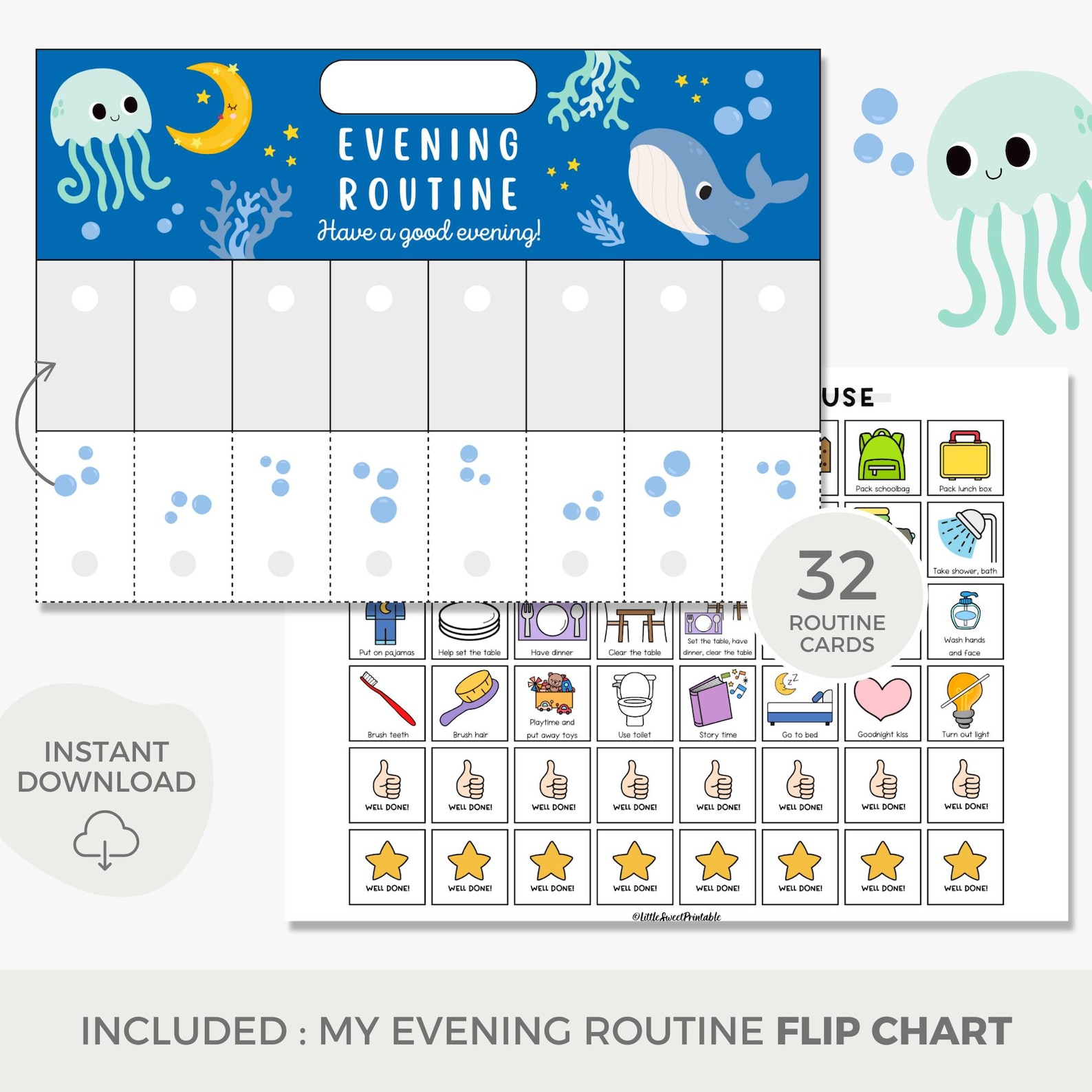 Morning Routine Chart for Kids, Bedtime Routine Flip Chart, Daily ...