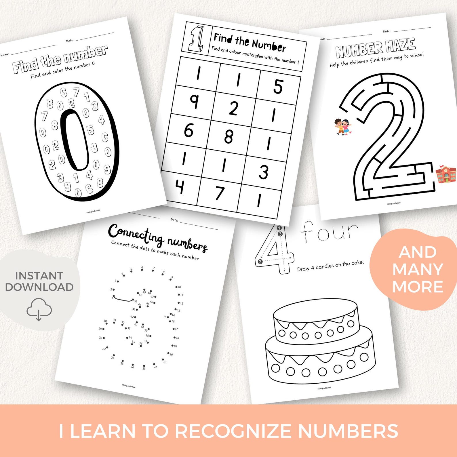 Preschool Kindergarten Learning Bundle, 450 Printable Worksheets ...