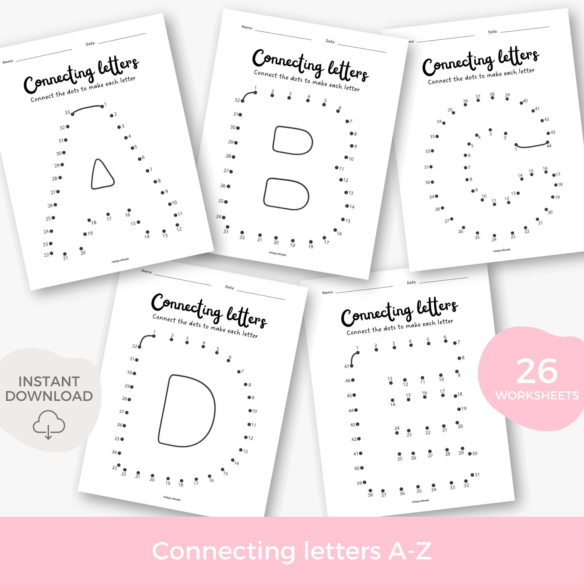 Connect the Dots, Letters and Numbers Worksheets, 36 Connecting Dots ...