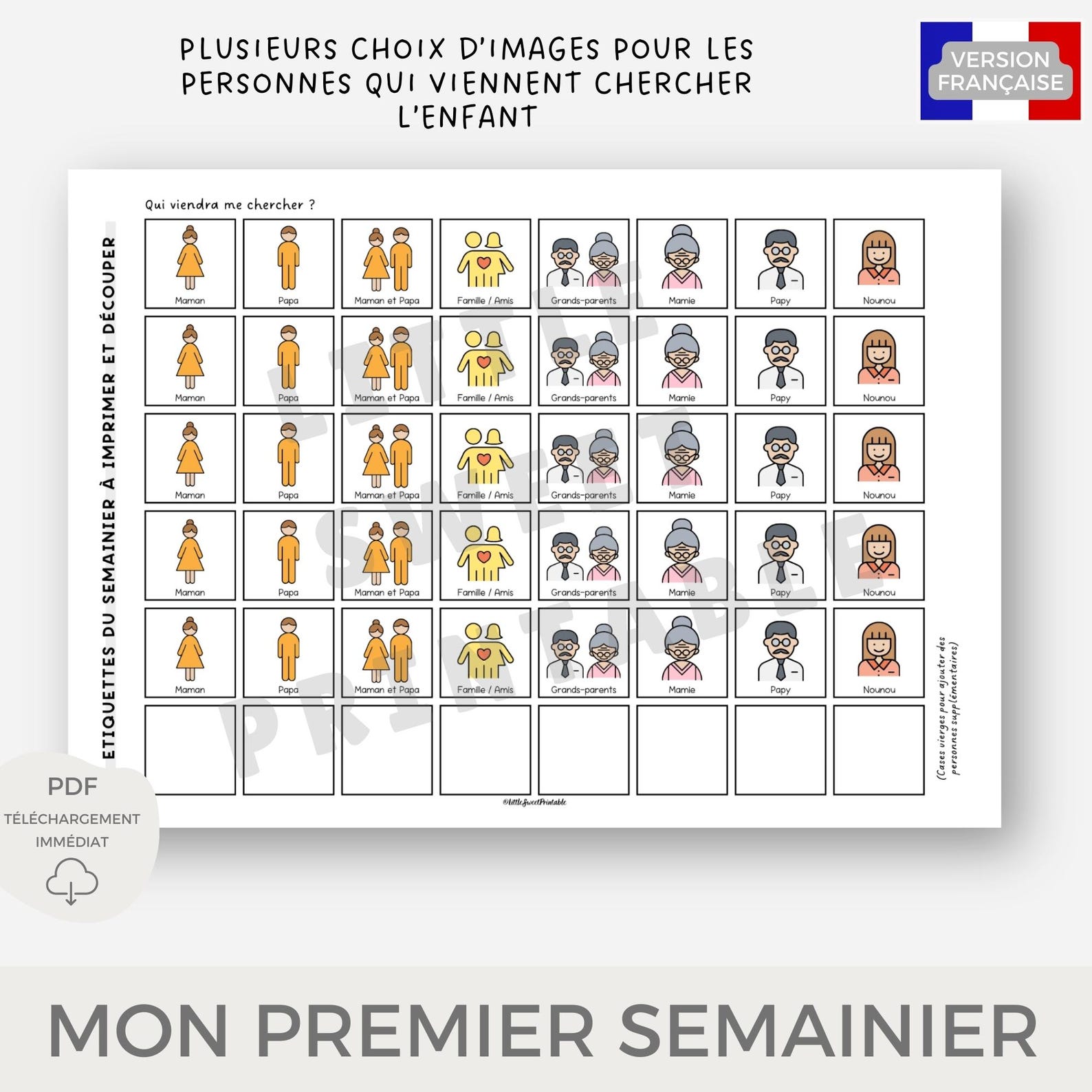 Emploi du temps visuel imprimable pour enfant, Semainier enfant ...