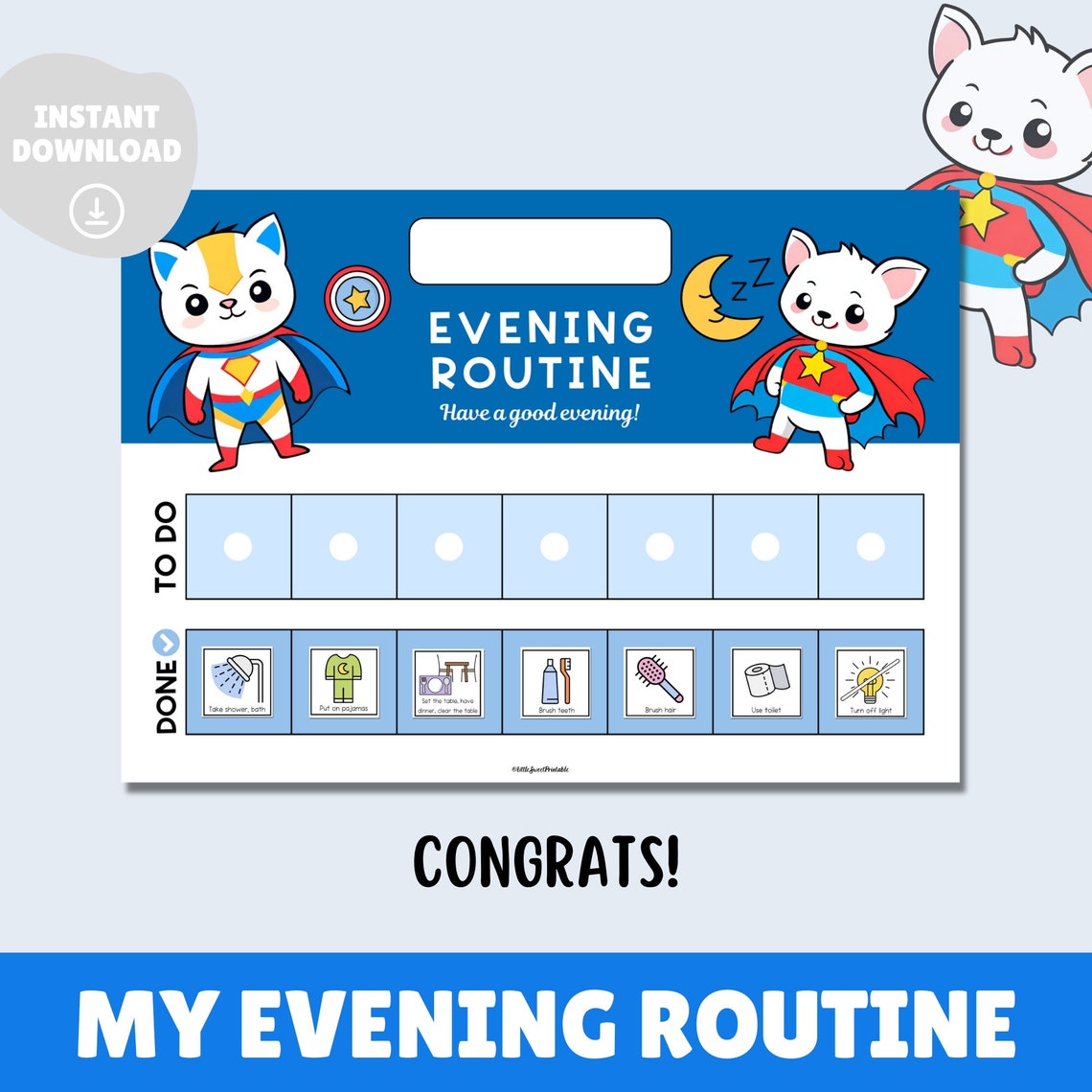 Bedtime Routine Chart, Visual Schedule for Kids, Toddler Routine ...