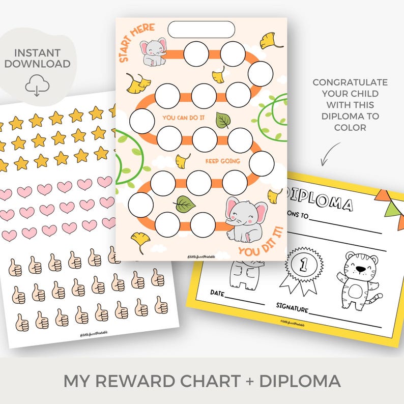 Reward Chart for Kids, Reward Sticker Chart, Bedtime Reward Chart ...