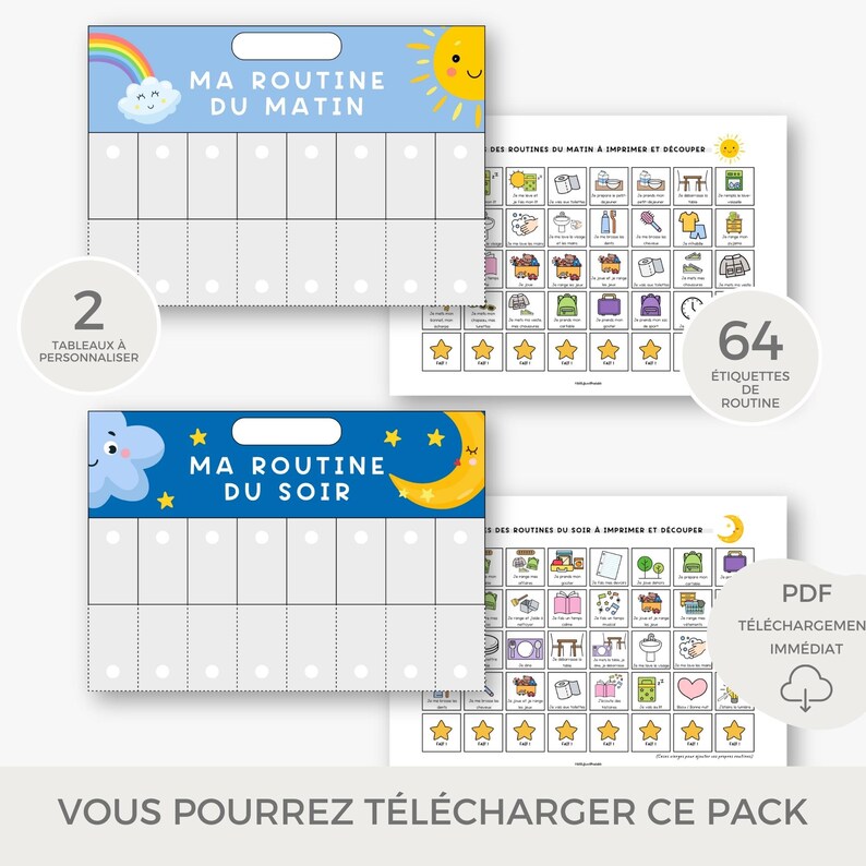 Morning and Bedtime Routine Flip Chart, Routine Chart for Kids, Daily ...