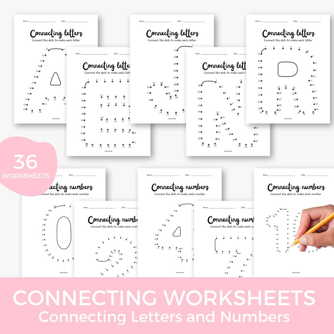 Connect the Dots, Letters and Numbers Worksheets, 36 Connecting Dots ...
