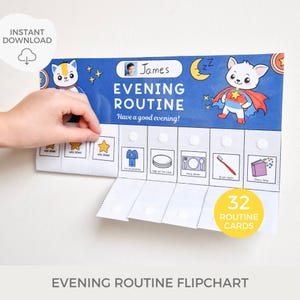 Bedtime Routine Chart, Evening Routine Flip Chart, After School ...