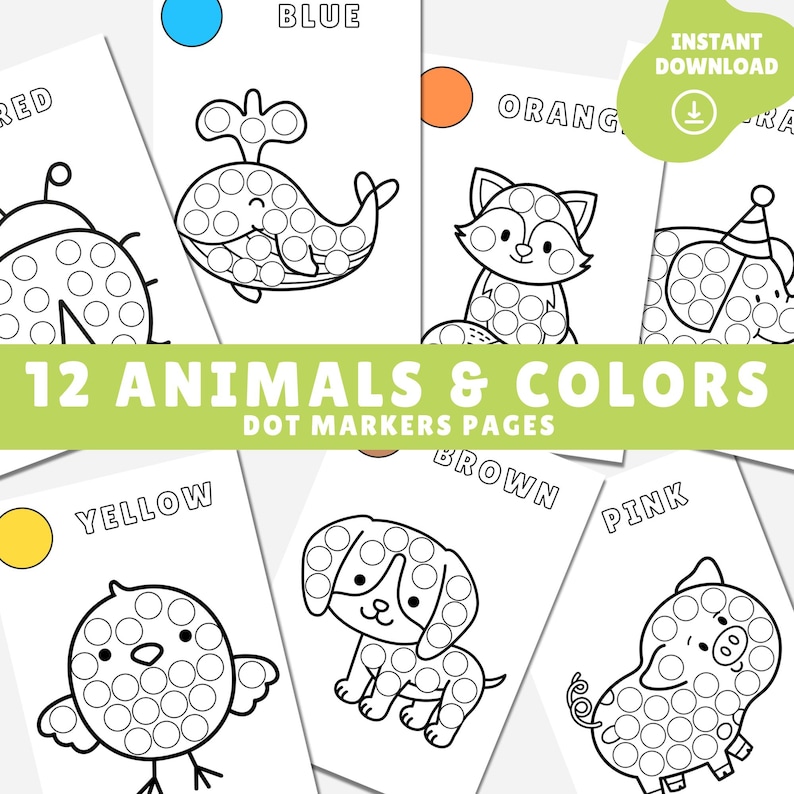 Do a Dot Printable, Animals Dot Marker Printable Pages, Easy Coloring ...