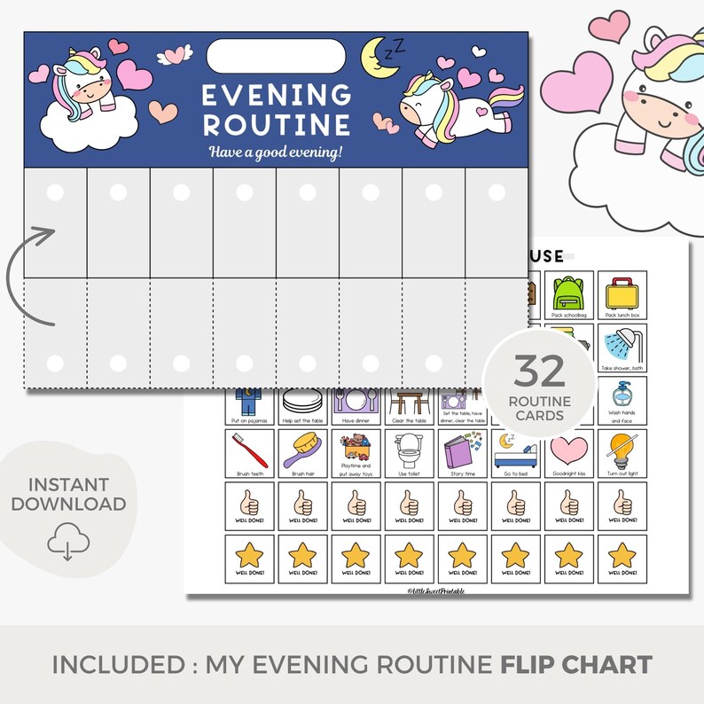 Morning and Bedtime Routine Flip Chart, Routine Chart for Toddlers ...