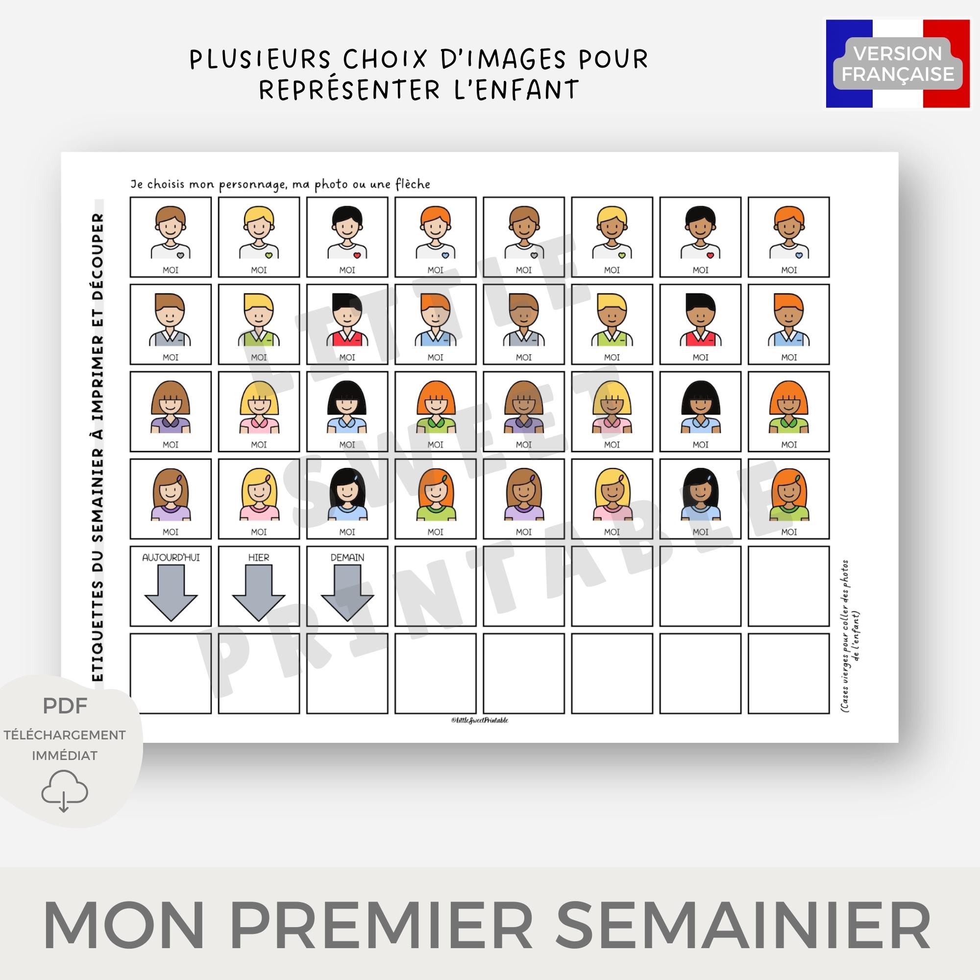 Emploi du temps visuel imprimable pour enfant, Semainier enfant ...