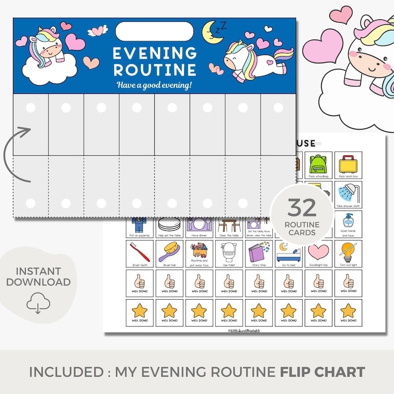 Morning and Bedtime Routine Flip Chart, Routine Chart for Toddlers ...
