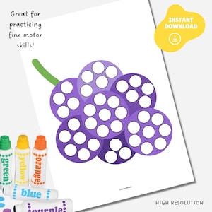 Do a Dot Printable, Fruits Vegetables Dot Marker Pages, Easy Kids ...