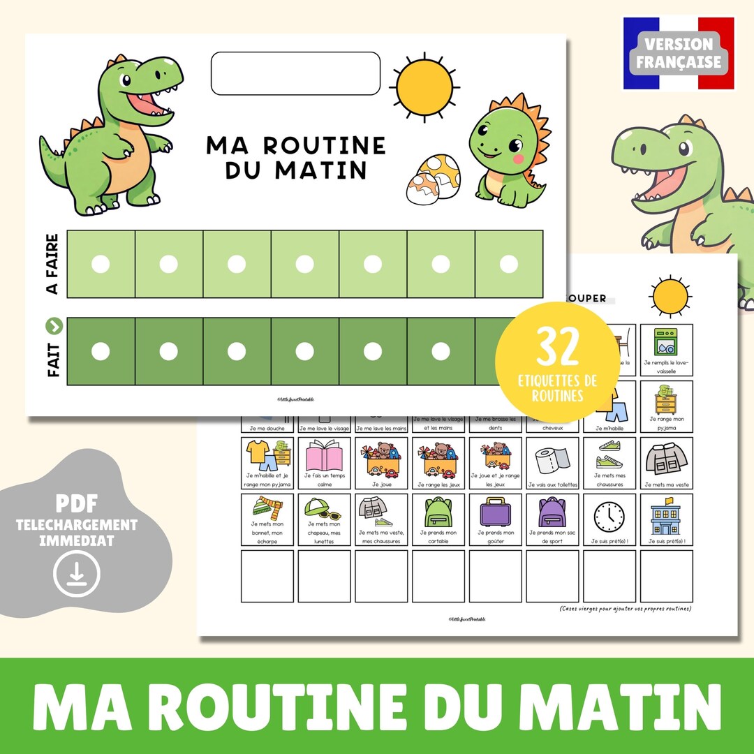 Printable Table of Morning Routines for Children, Timetable, Visual Day ...