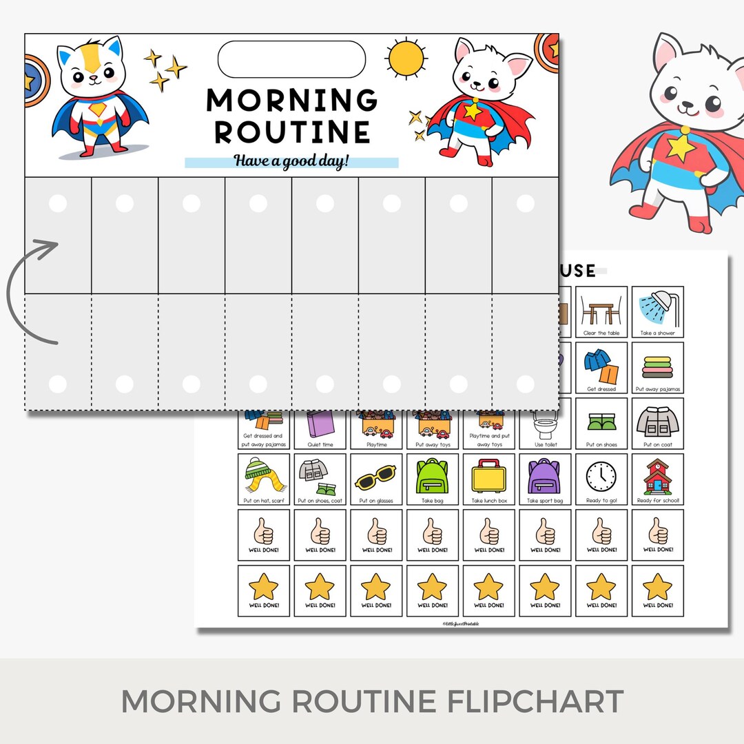Morning Routine Printable for Kids, Routine Chart for Toddler, Tracker ...