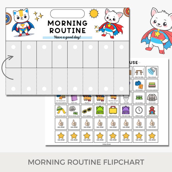 Morning and Bedtime Routine Flip Chart, Routine Chart for Toddlers ...