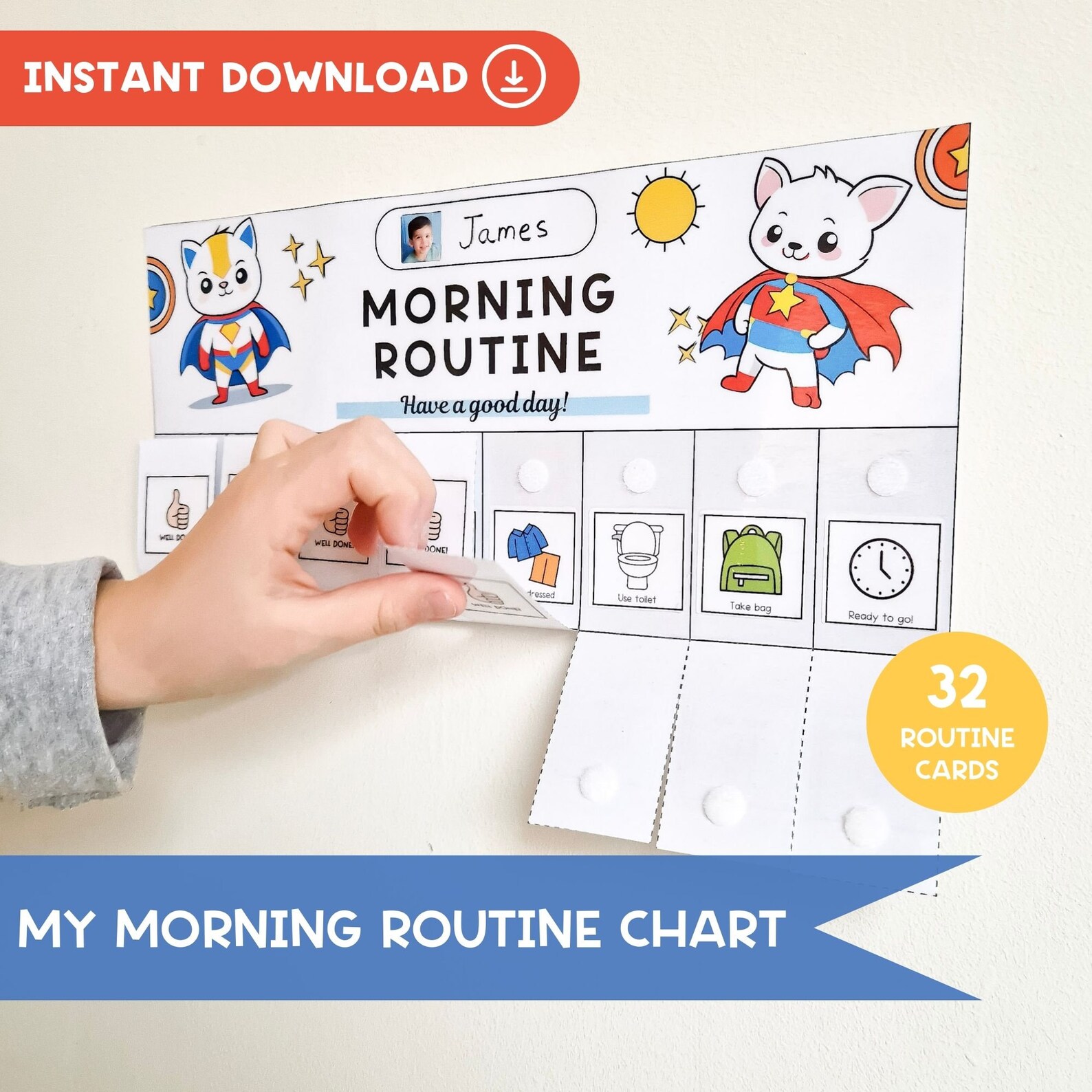 Morning Routine Printable for Kids Routine Chart for Toddlers Tracker ...