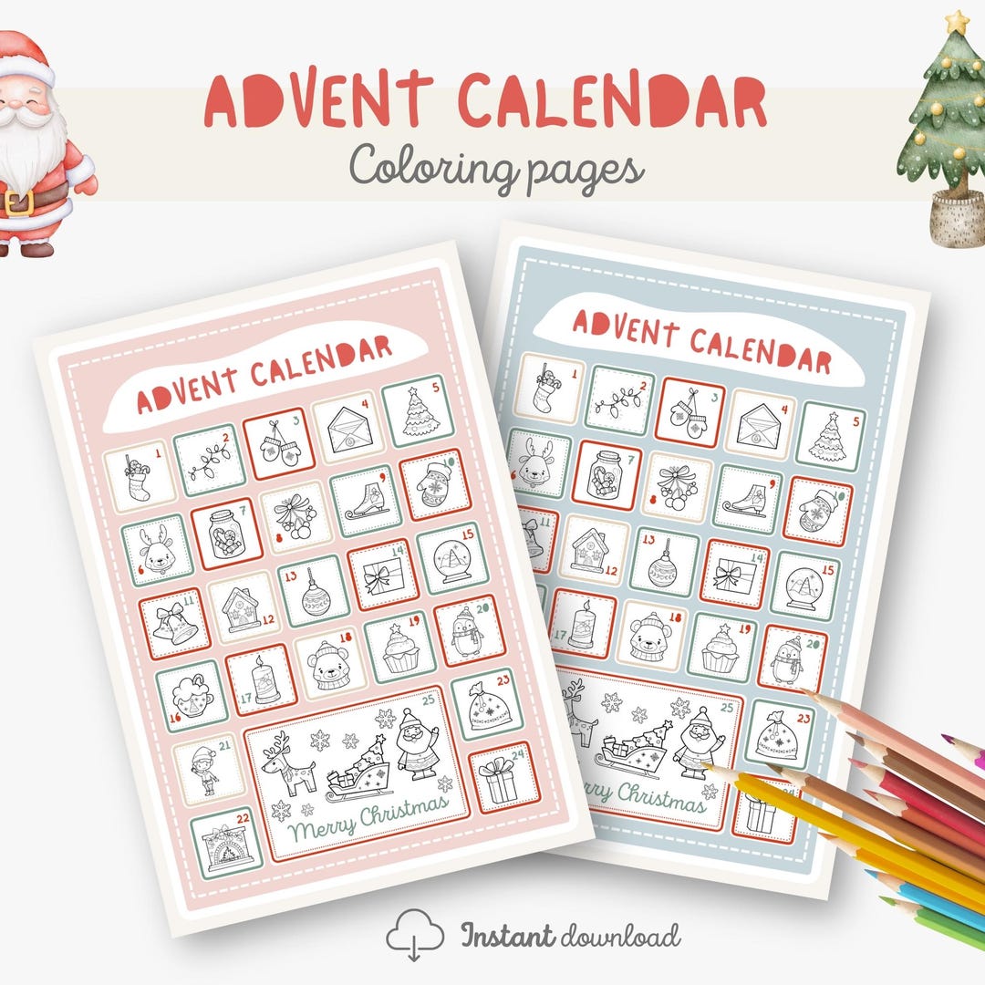 Christmas Advent Coloring Page, Advent Calendar Coloring Page ...