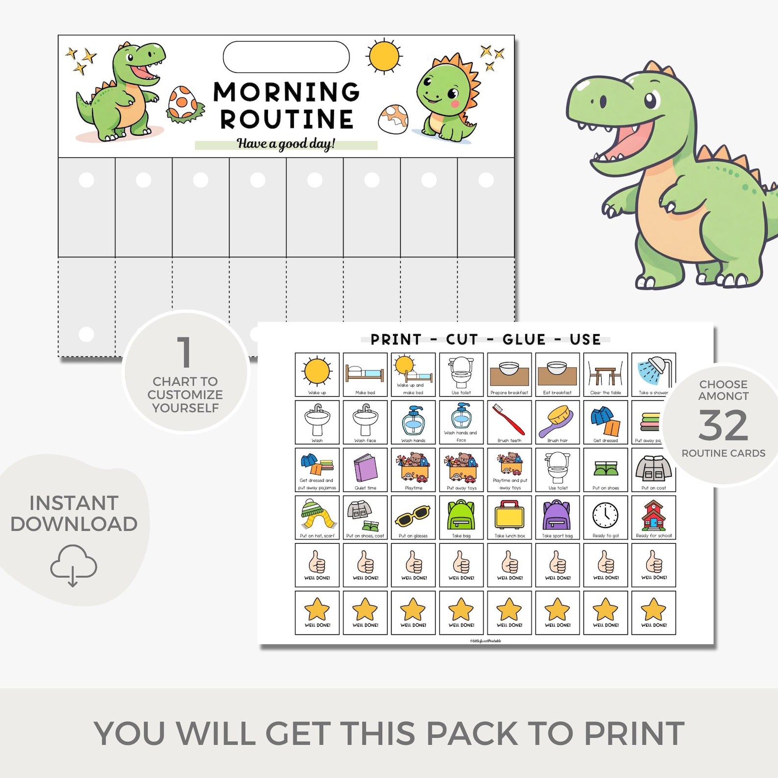 Morning Routine Printable for Kids, Routine Chart for Toddler ...