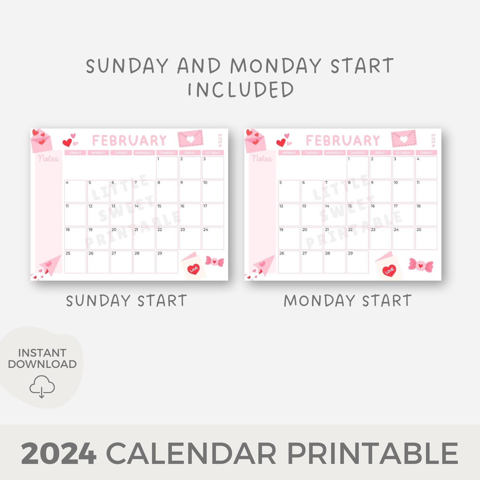 2024 Kids Printable Calendar, Printable Calendar for Children, Kids ...