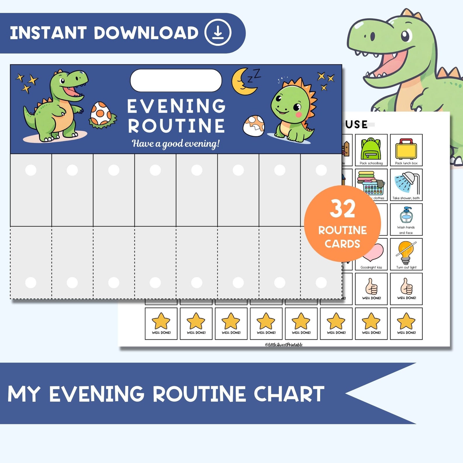 Bedtime Flip Chart Routine Printable Visual Schedule Kids Toddlers ...