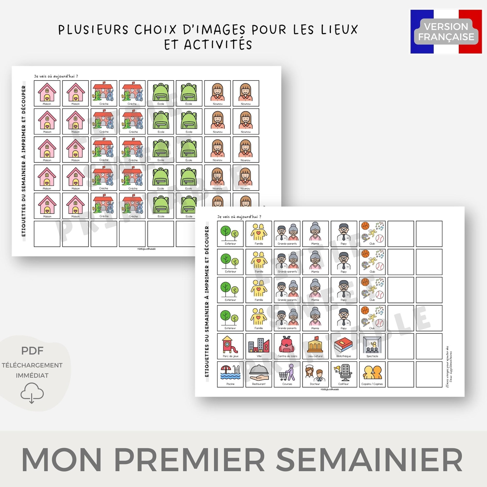 Emploi du temps visuel imprimable pour enfant, Semainier enfant ...