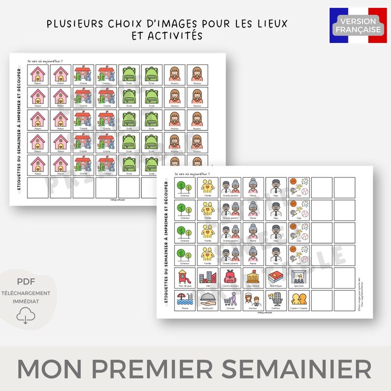 Emploi du temps visuel imprimable pour enfant, Semainier enfant ...