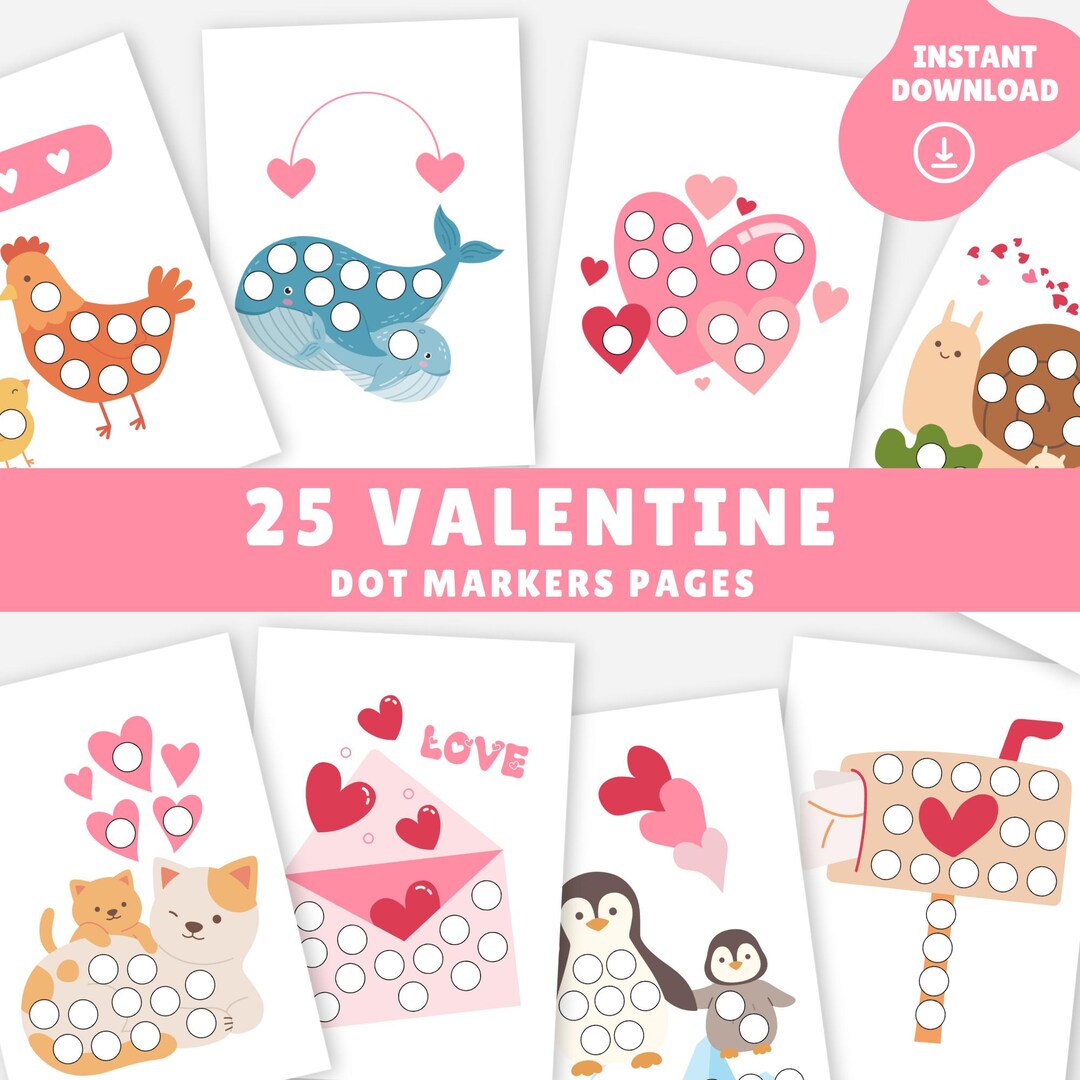 Valentine's Day Dot Marker, Do a Dot Printable, Dot Marker Pages, Dot ...