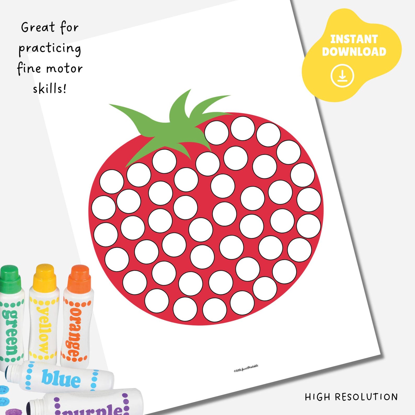 Do a Dot Printable, Fruits Vegetables Dot Marker Pages, Easy Kids ...