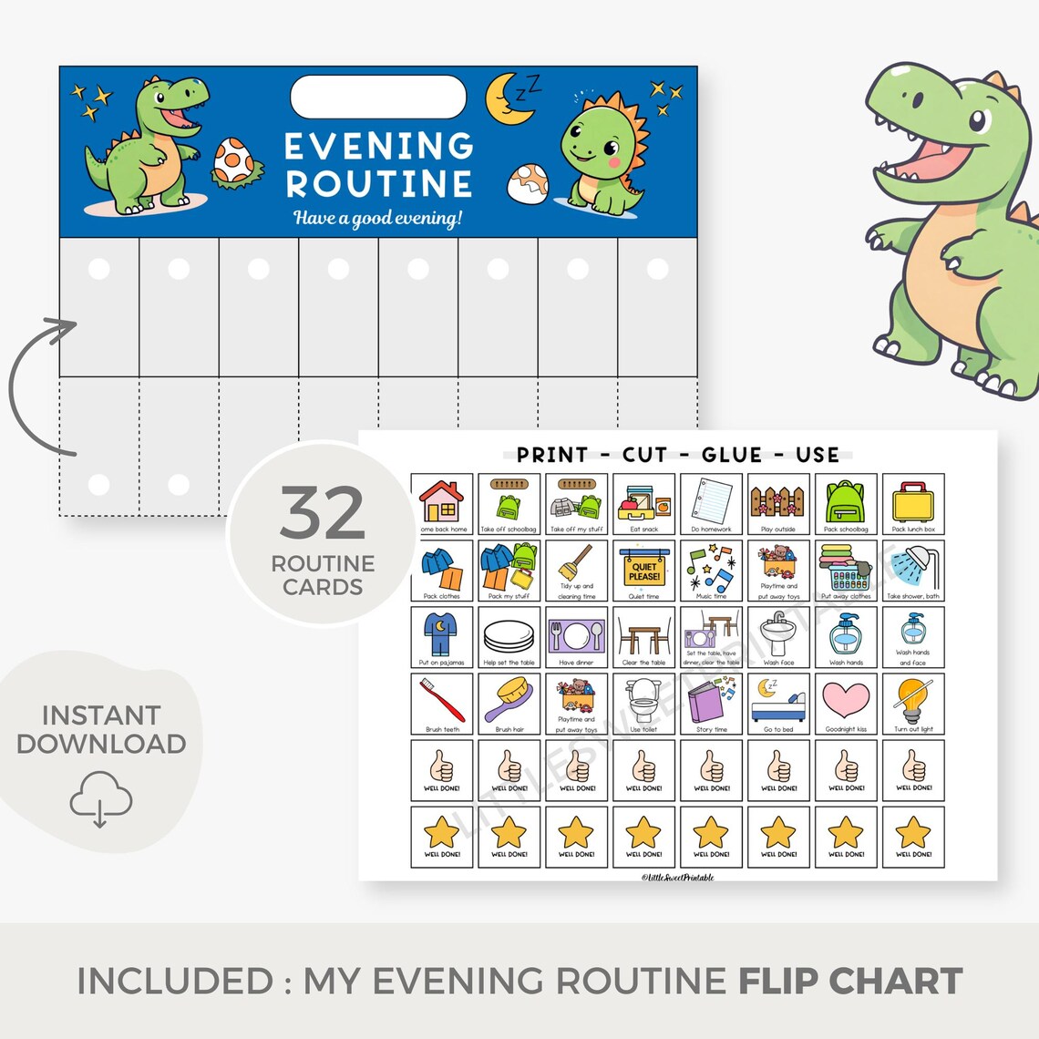 Morning and Bedtime Routine Charts for Kids, Routine Flip Charts ...
