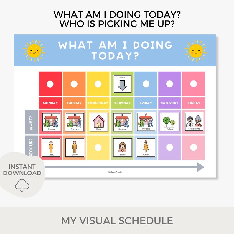 Weekly Visual Calendar, Toddler Visual Schedule, Daily Schedule, Weekly ...