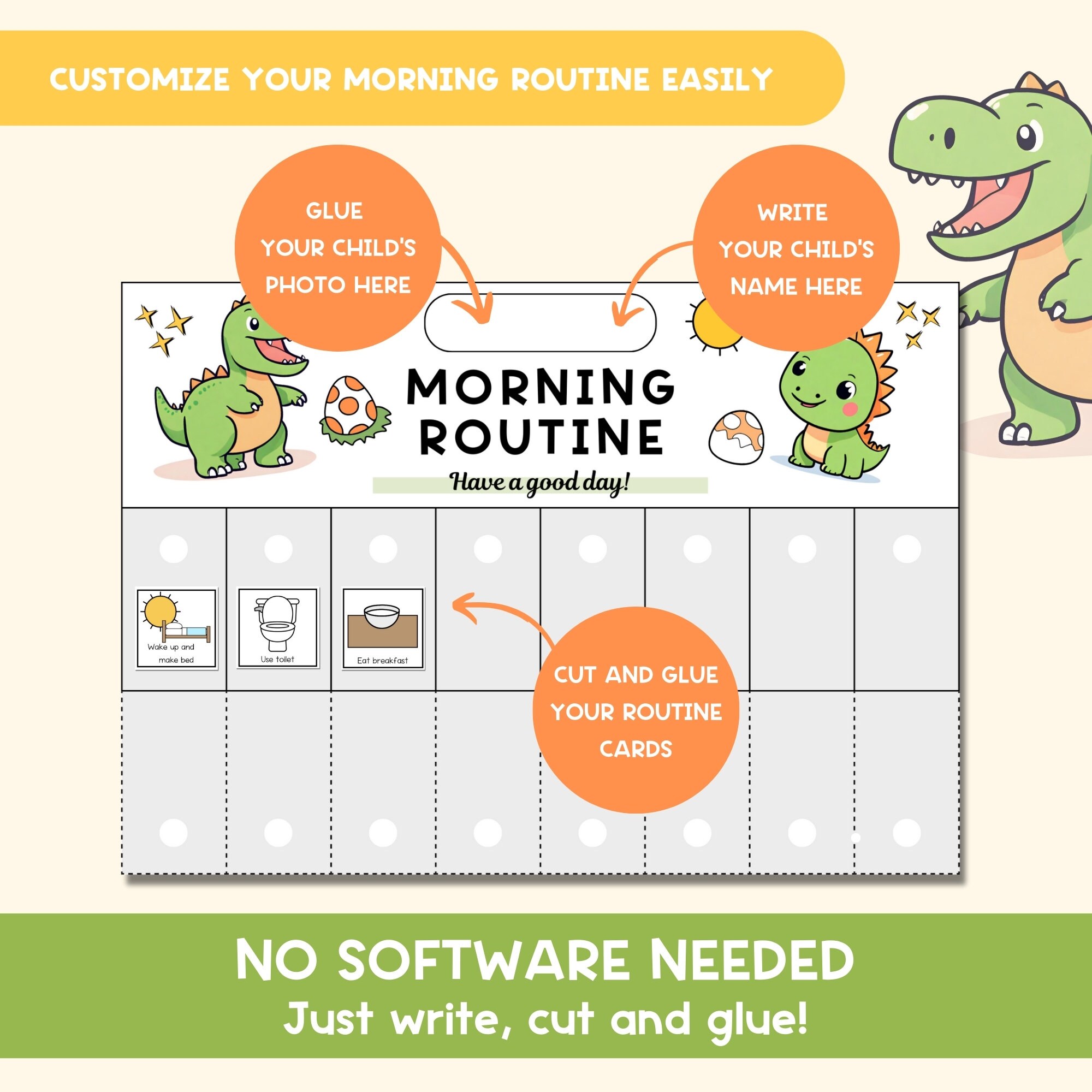 Morning Routine Chart Printable for Kids Toddler Daily Visual Schedule ...